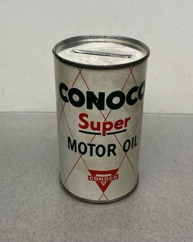 VINTAGE 1950's CONOCO SUPER MOTOR OIL COMMEMORATIVE 75th BIRTHDAY COIN BANK | eBay
