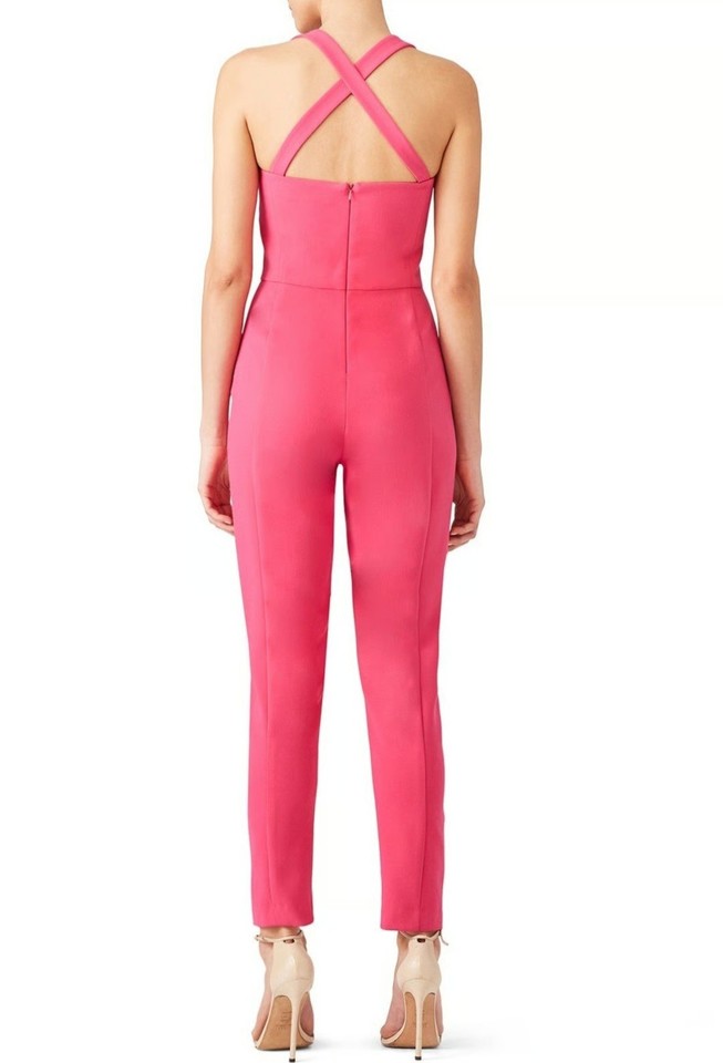 Black Halo Bene criss-cross Jumpsuit Hot Pink Fuchsia Size12 | eBay