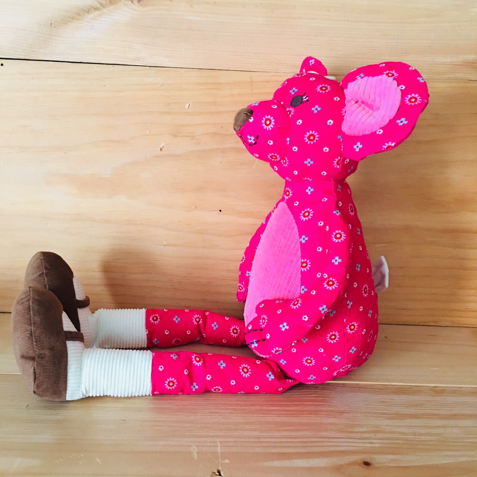 POTTERY BARN KIDS Pink Corduroy MOUSE 18" Plush Stuffed Animal Toy PBK ...