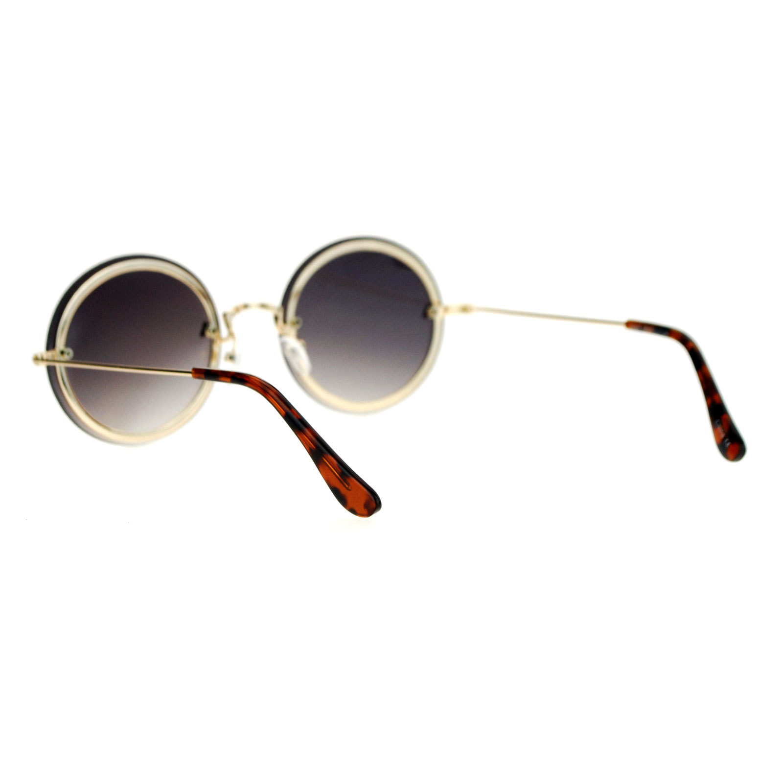 Round Circle Frame Sunglasses Women's Full Mirror Lens Rear Rim Fashion ...