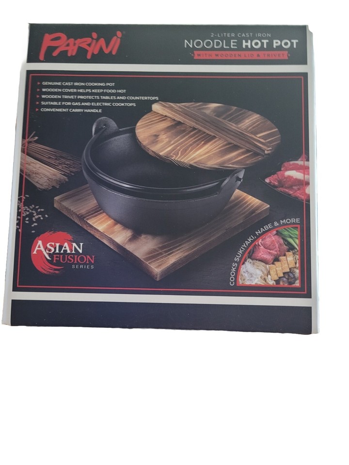 Parini Noodle Hot Pot 2 Liter Cast Iron Wooden Cover And Trivet | eBay