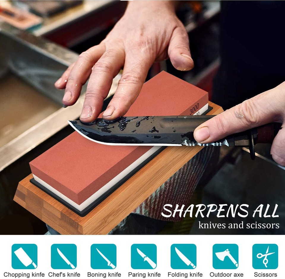 Whetstone Sharpening Stone Set Knife Sharpener 400/1000 3000/8000 Grit ...