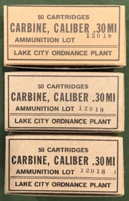 LAKE CITY ORDNANCE PLANT M1 CARBINE WWII NEW REPLICA 50 ROUND AMMO ...