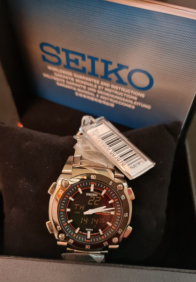 SEIKO Sportura SNJ019 Chrono Watch Steel Analog Digital Duo Dual ...
