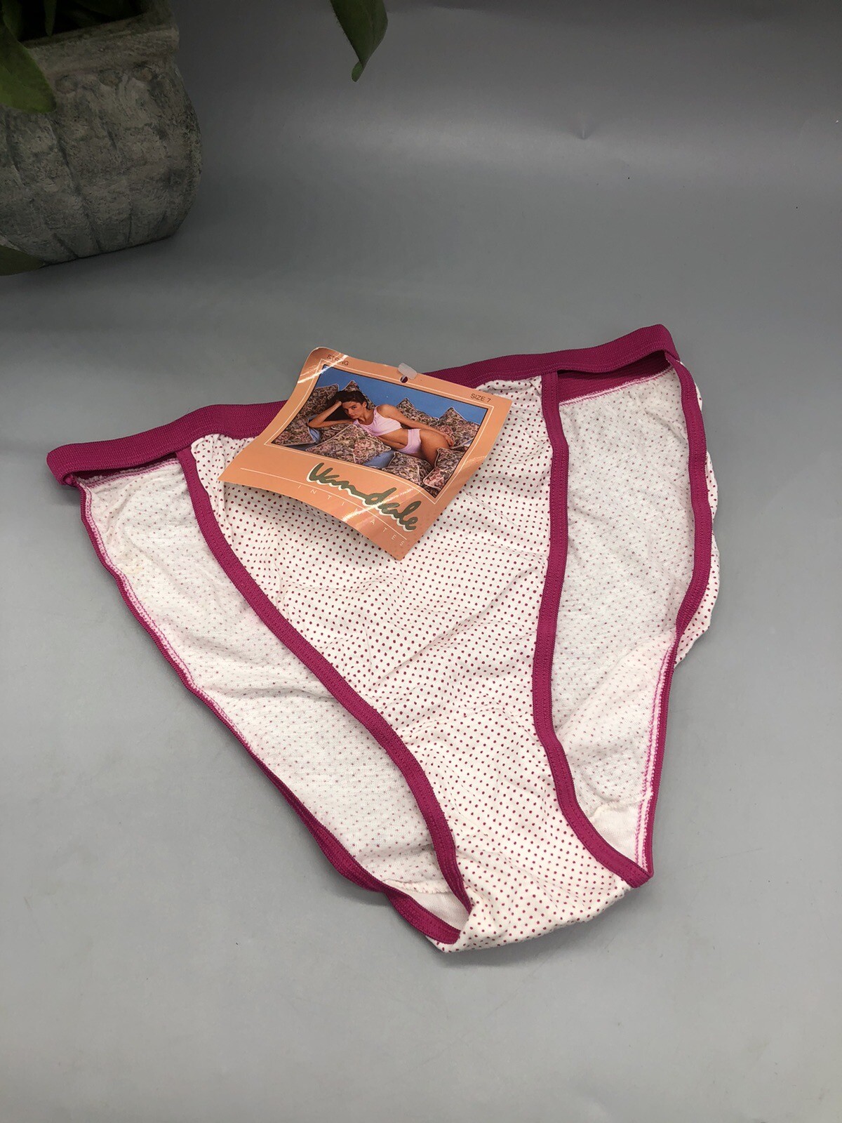 Vintage Vandale Intimates Fuchsia Polka Dot String B… - Gem