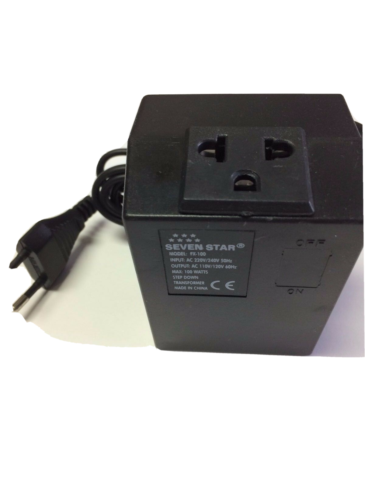 Seven Star 220 Volt Step Down Transformer 100 Watt 2 Round Pin EU 220V ...