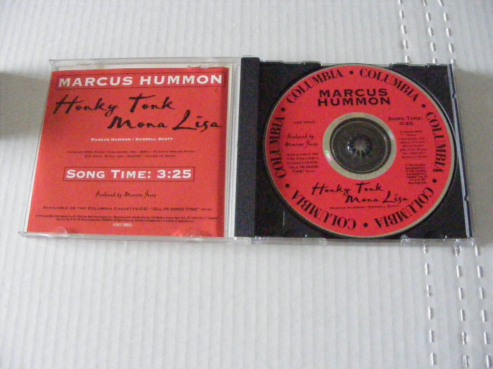 Marcus Hummon "Honky Tonk Mona Lisa" CD Single Promo Columbia CSK 78330 ...