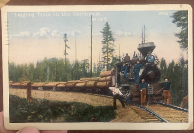 Logging Train In The Northwest Loaded With Timber, Vintage Postcard ...