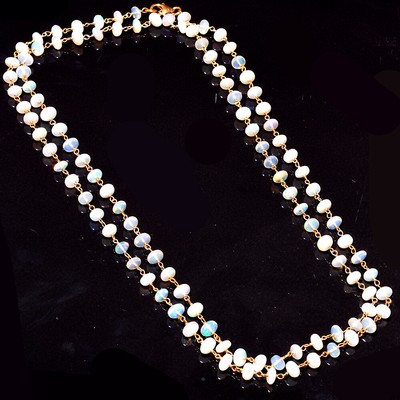 Ethiopian opal rosary chain,Opal wire wrapped rosary chain Necklace ...