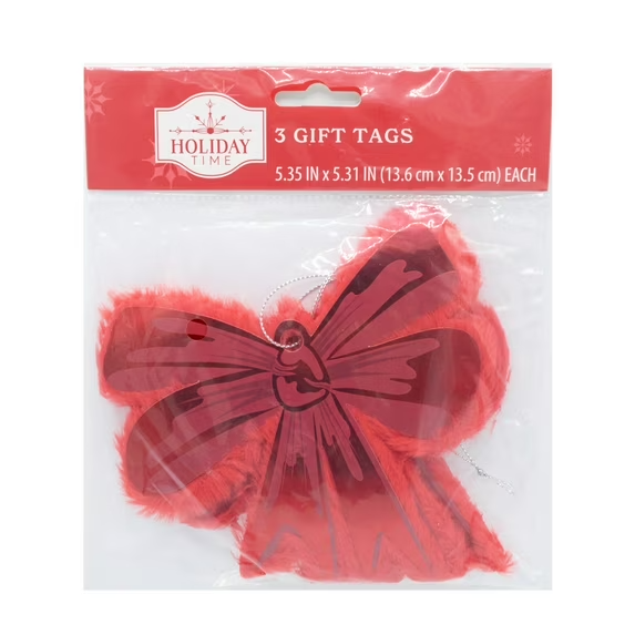 NEW Holiday Time Faux Fur Christmas Gift Tags Set of 6 – Bow & Merry ...
