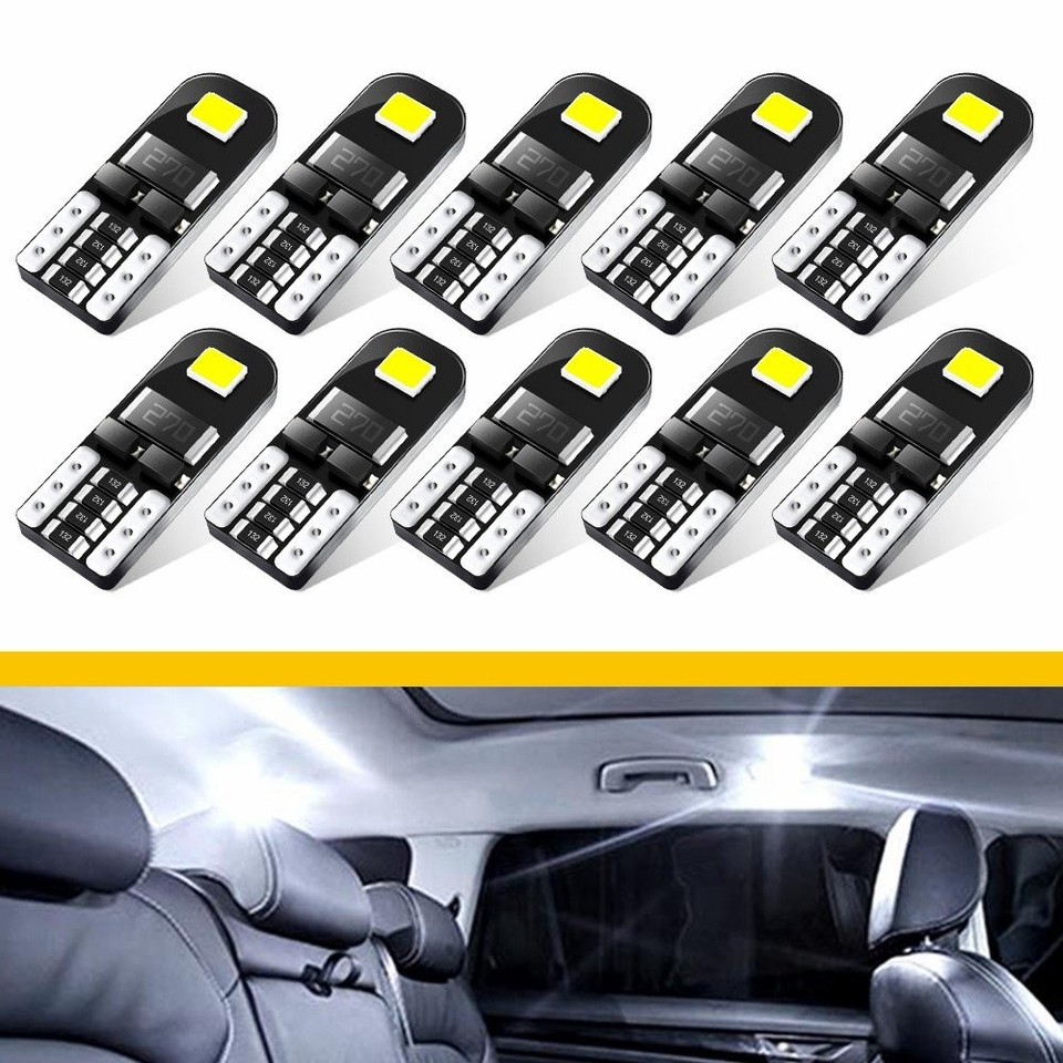 10 x White LED T10 194 168 158 Interior Car Map Trunk License Plate ...