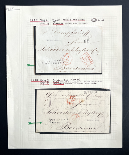 1837-1838 Russia Covers To Bordeaux Pre-Stamp Red Prusse Par Givet AED ...