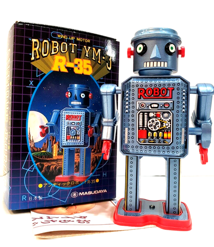 VINTAGE ROBOT R-35 TIN WIND-UP WALKING MASUDAYA 1984 JAPAN NIB | eBay