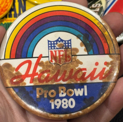 Vintage 1980 Pro Bowl Hawaii NFL Football Large Pinback Button ...