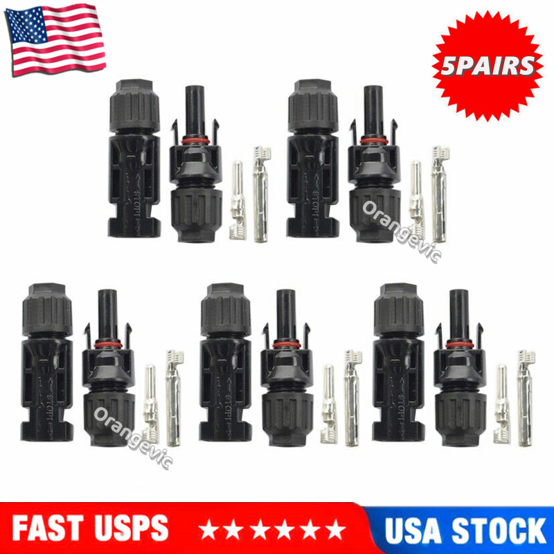 5 Pairs Solar Cable Connectors Waterproof Solar Panel Wire Joiners 4mm ...