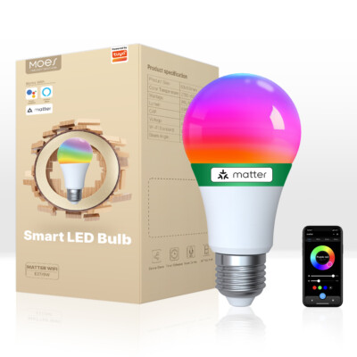 MOES Smart Matter WiFi E27 LED Light Bulbs CW RGB Dimmable Homekit ...