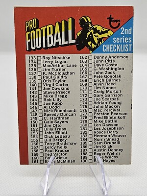 1971 TOPPS FOOTBALL CHECKLIST #106 UNMARKED VGEX/EX *99847 | eBay