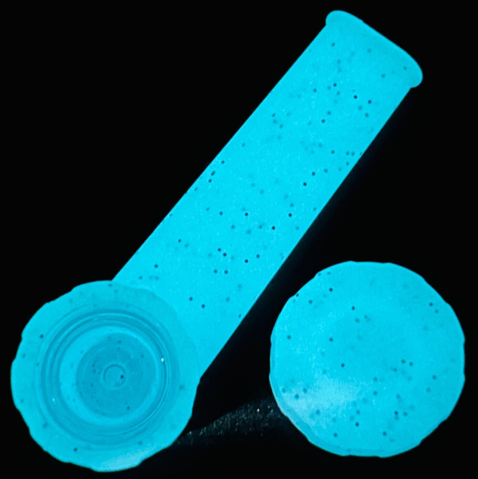 Silicone Smoking Pipe with Glass Bowl & Cap Lid | Purple Sparkle GLOWS ...
