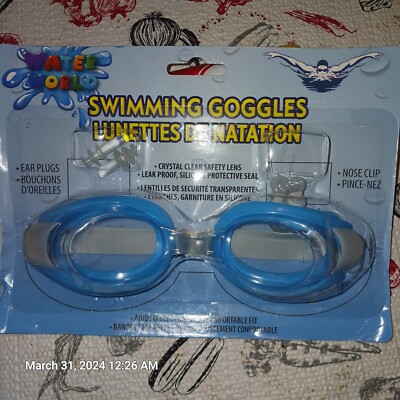 Swimming Goggles With Ear Plugs & Nose Clips Blue | eBay