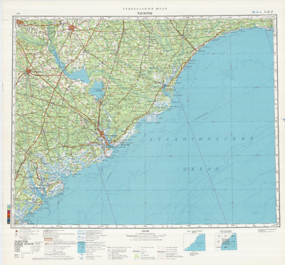 Russian Soviet Military Topographic Map - CHARLESTON (USA, N.Carolina ...