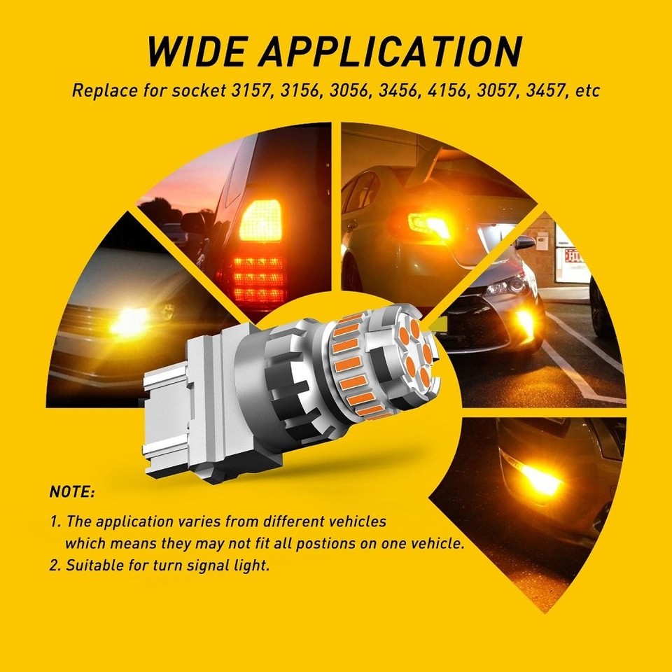 AUXITO 2x 3157 Amber 3057 yellow LED Turn Signal Parking Light Bulbs No ...
