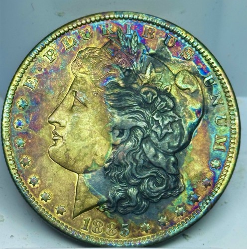1885-O Buy It Now Rainbow Toning Color Morgan Dollar Tone 90% Silver #4 ...