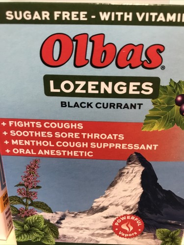 Olbas Lozenges Max Strength Cough Drops Sugar Free Black Currant - 24Ct ...