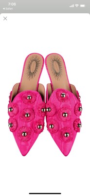 Aquazzura Hot Pink Mules with Fringe Detail Size 6/36, Brand New With ...