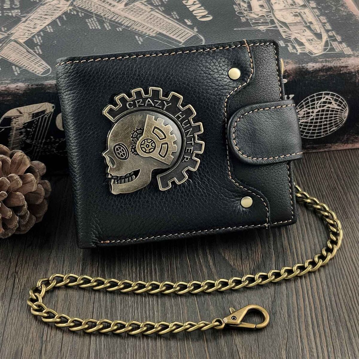 Mens Boys Punk Rock Skull Leather Wallet Card Holder Money Mens Boys Punk Rock Skull Leather Wallet Card Holder Money