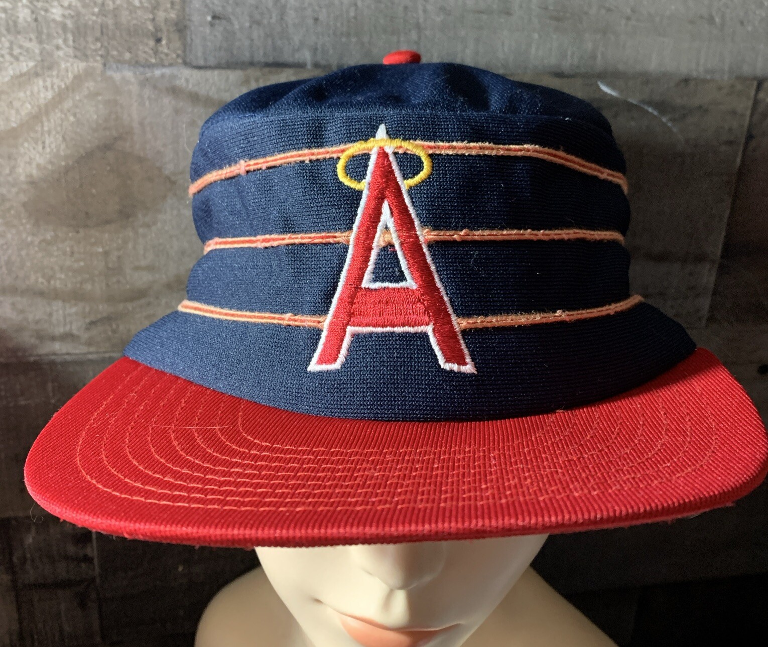 Vintage California Angels Pillbox Snapback Hat 3 Stripes Embroidery Cap ...