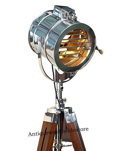 HOLLYWOOD STUDIO WOODEN STAN THEATER INDUSTRIAL SPOTLIGHT STAGE LAMP ...