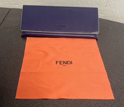 FENDI Leather Triangle Sunglass Eyeglass Hard Case in Navy Used Fast ...