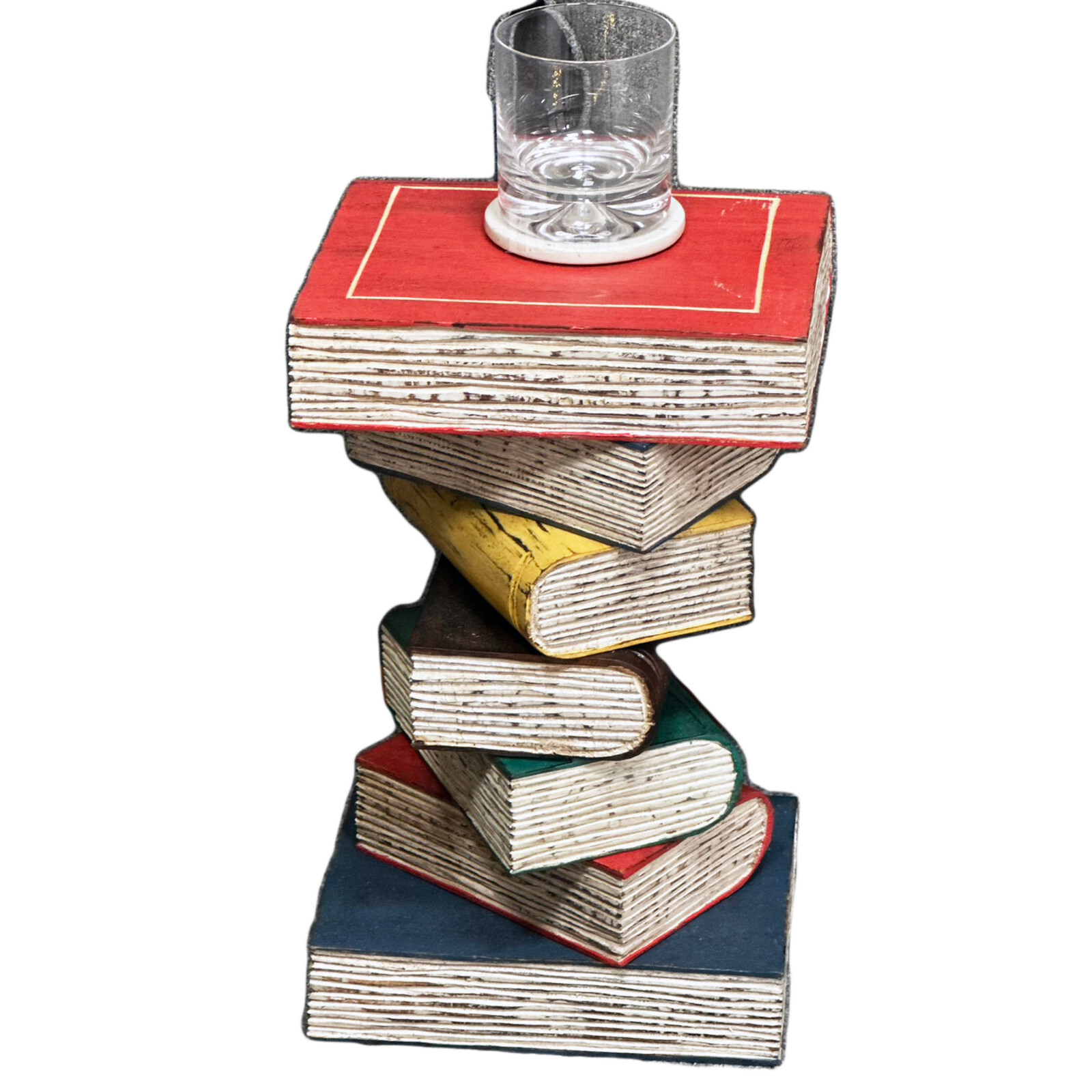 Coloured Book Stack Table Hand Carved Solid Wood Side End Coffee Stand ...