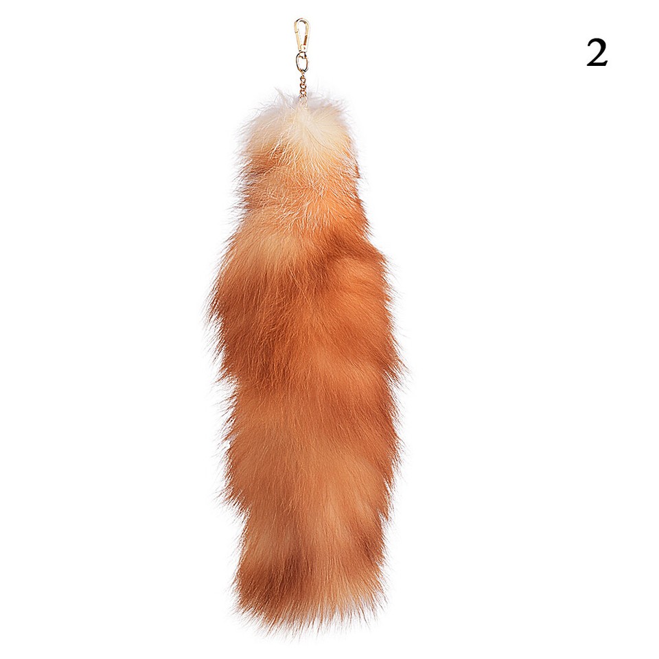40cm Fluffy Faux Fox Fur Tail Keychain Tassel Bag Hanging Keyring ...