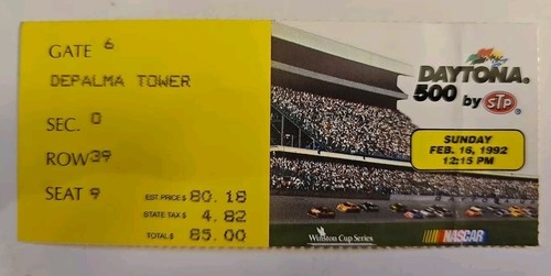 🔥1992 NASCAR Daytona 500 Ticket Stub RARE - Davey Allison Winner 🔥 | eBay