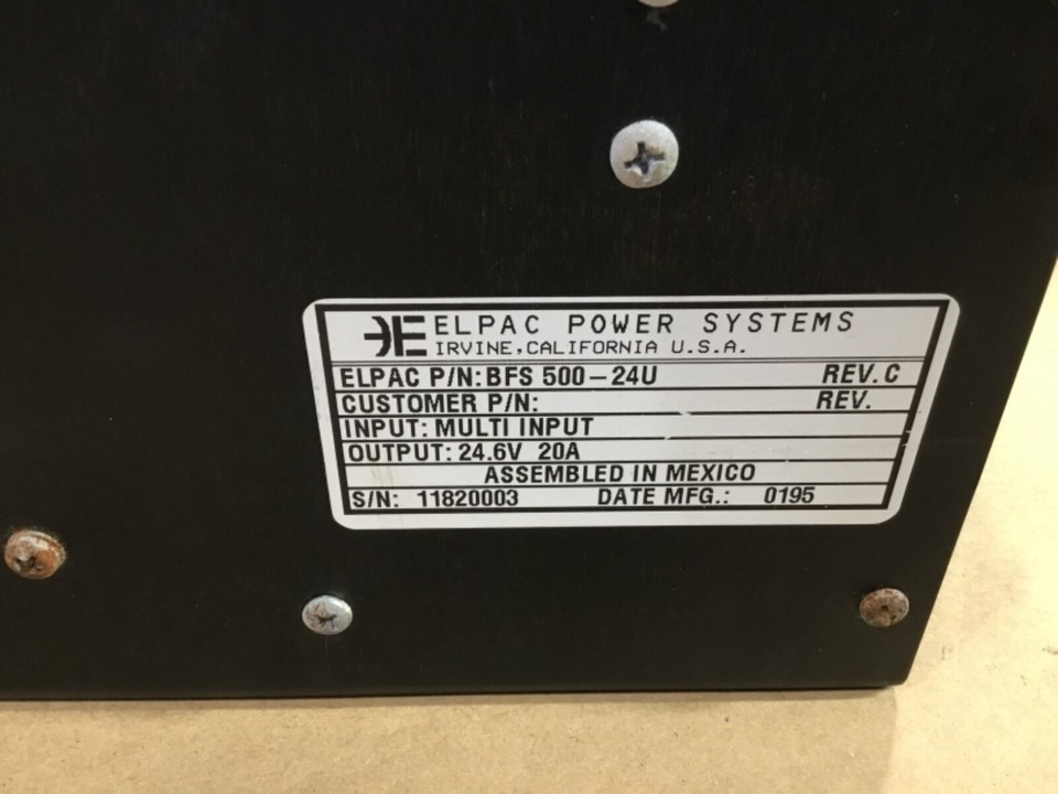 Elpac Power Systems BFS 500-24U Power Supply #2941DK B29PR3 | eBay
