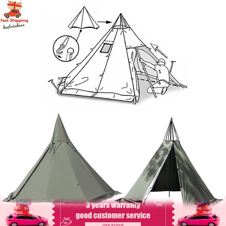 Outdoor Camping Tent Teepee Tent 4 Season 2 Doors Hike Waterproof Tent ...