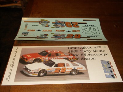 Grant Adcox #29 1986 HERB ADCOX Chevy MCSS 1/24th scale decals ...