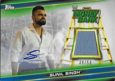 2019 Topps WWE Money in the Bank Mat Relics Autographs Blue Sunil Singh 38/50 | eBay