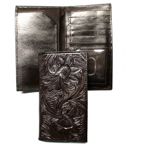 Tooled Leather Rodeo Wallet / Roper Wallet / Long Wallet - Brown | eBay