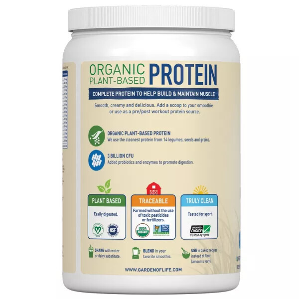 Organic Vegan Protein Plant Based Powder - Vanilla - 18oz | eBay
