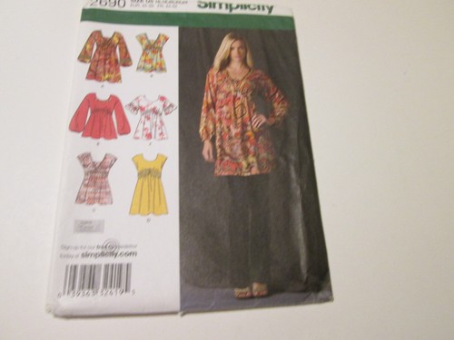 Pullover Mini Dress and Tunic Misses Size 16-24 Simplicity 2690 Sewing ...