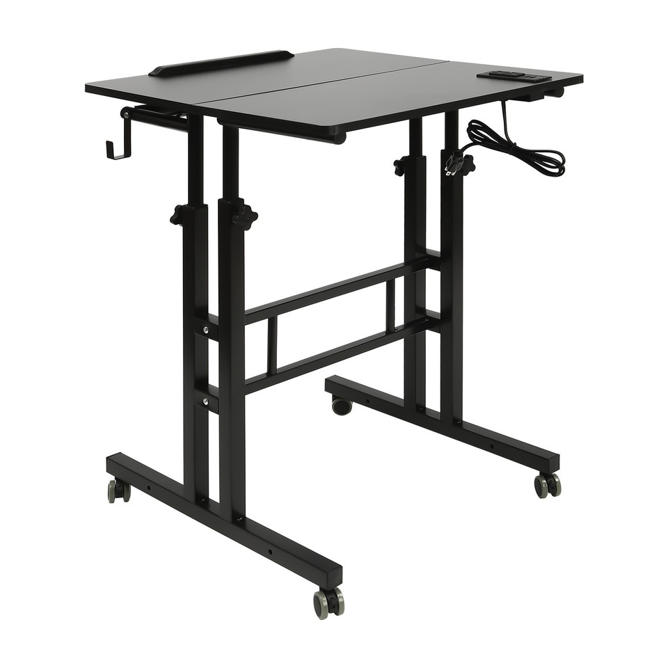 Mobile Stand up Desk Small Adjustable Standing Desk with Wheels Home ...