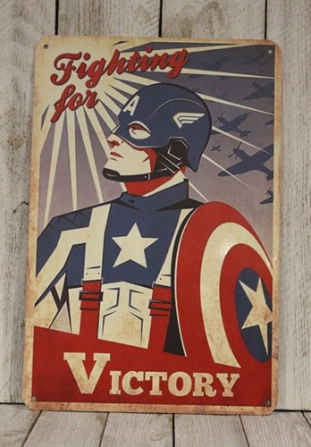 Captain America Tin Metal Sign Poster Vintage Rustic Look Fighting for ...