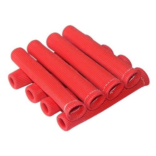 8* Red Spark Plug Wire Sheath Wire Boots Sleeve Heat Shield Cover For ...