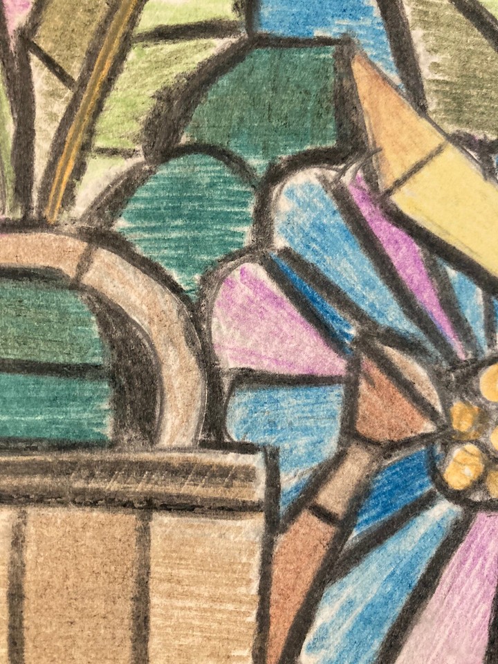 Very Beautiful Drawing Flower Scissors Color Pencil Plant Paper 1950 ...