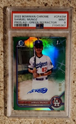 /99 Rare Sp SAMUEL MUNOZ 2022 Bowman Chrome Green Refractor RC Auto PSA ...