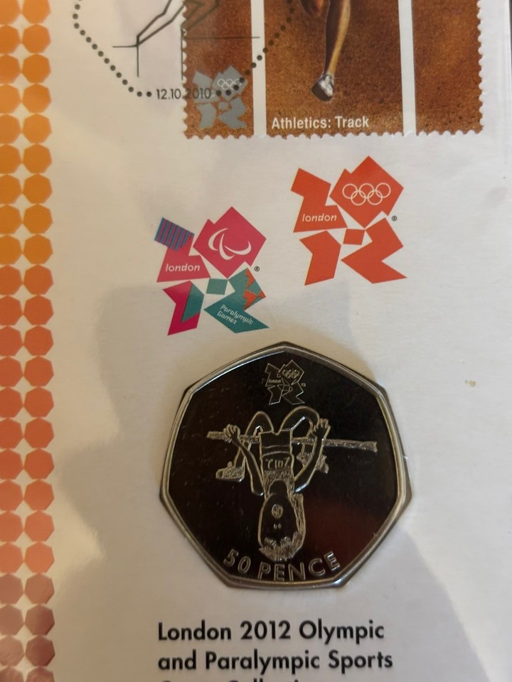 2010 GB London Olympics Athletics Royal Mail/Mint Bunc 50p Coin PNC ...