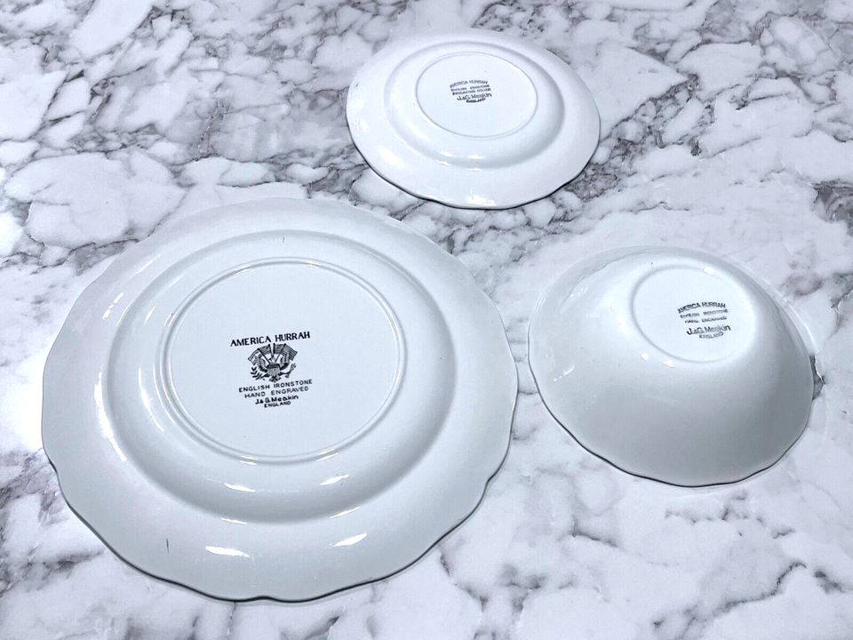 J&G Meakin America Hurrah English Ironstone 3 Pc Dinner Dessert Plates ...