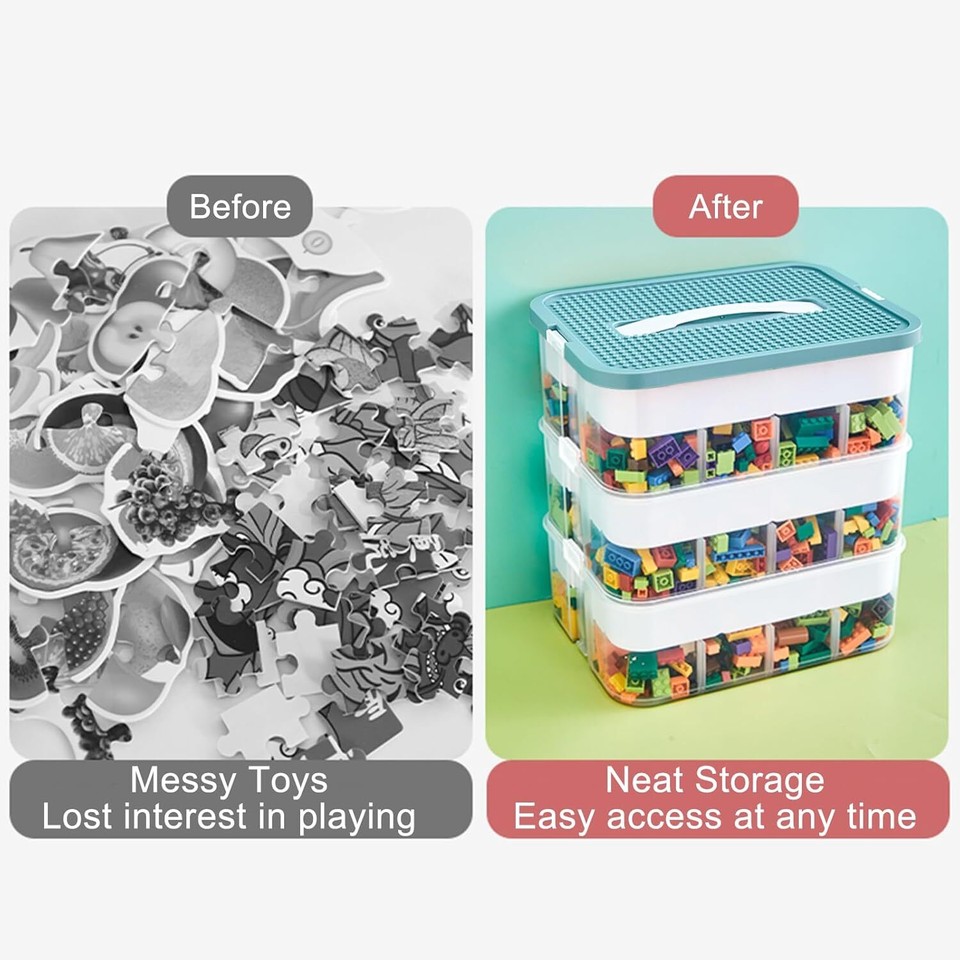 Plastic Stackable Toy Storage Organizer Bin for Lego Blocks Lids ...